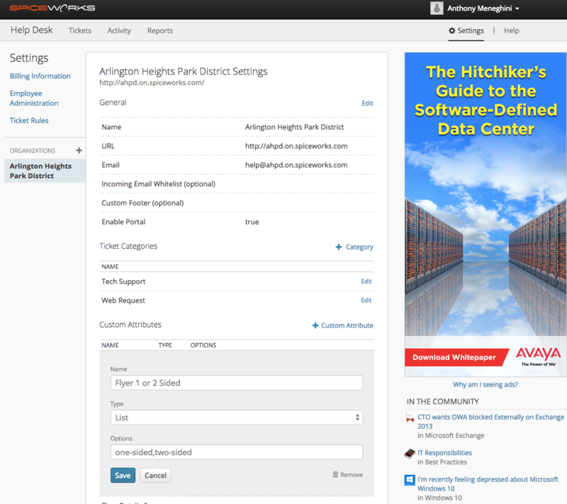 User ticket requests - Spiceworks Support - Spiceworks Community
