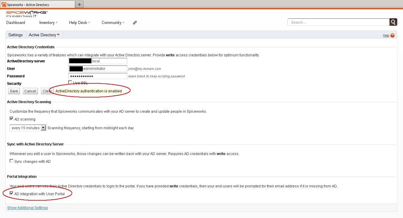 Unable to log in to user portal with AD integration. - Spiceworks Support - Spiceworks Community