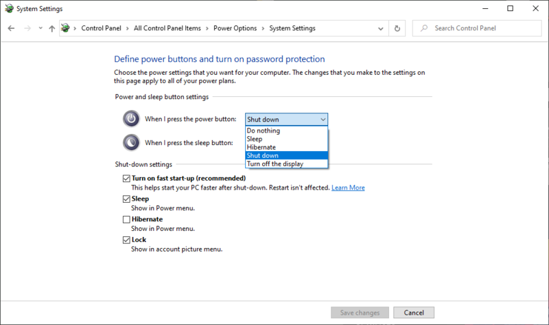 Windows 10 Power off button action - Software & Applications ...