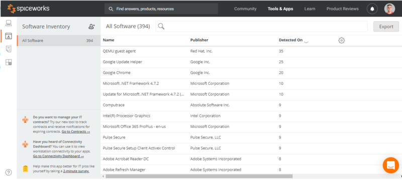 Inventory online gets a new view: Software Inventory - Spiceworks ...
