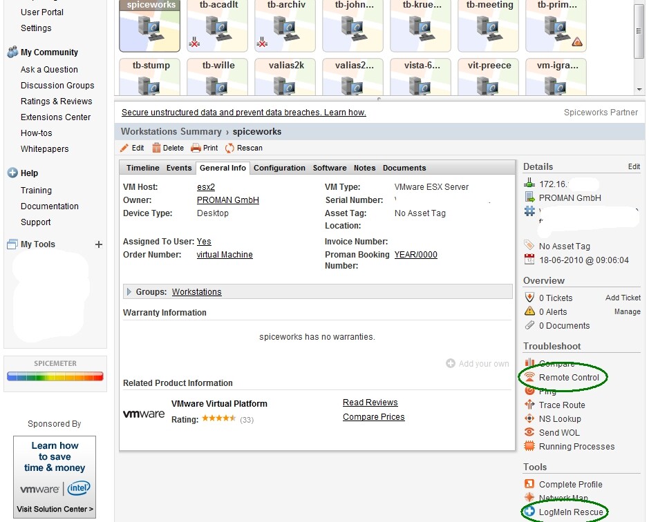 Can I get screenshots of the machine where I installed spiceworks ...