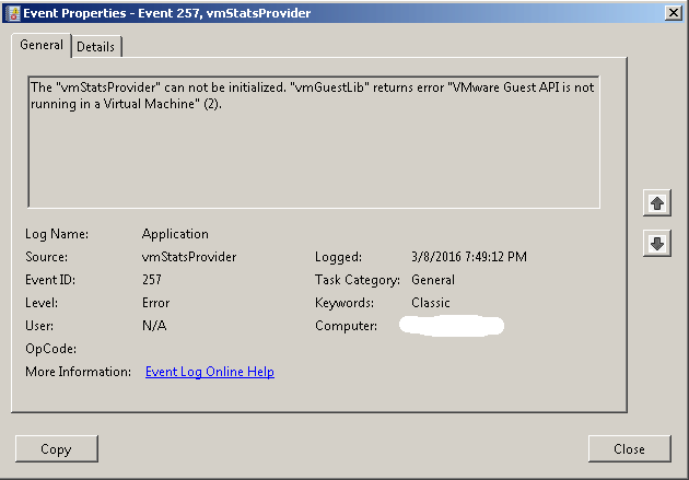 Event ID: 257, vmStatsProvider - Software & Applications - Spiceworks ...