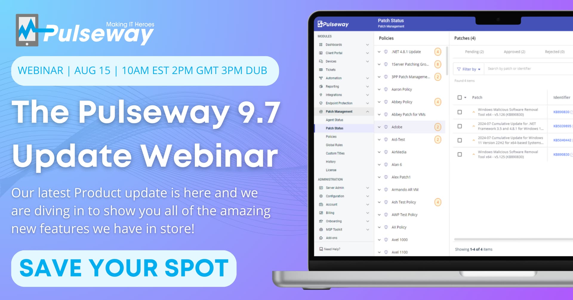 Pulseway 9.7 Webinar - Pulseway - Spiceworks Community