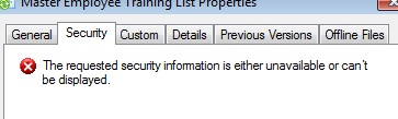 requested security information is either unavailable or cannot be ...