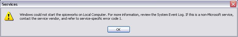 Windows could not start the spiceworks on the Local Computer ...