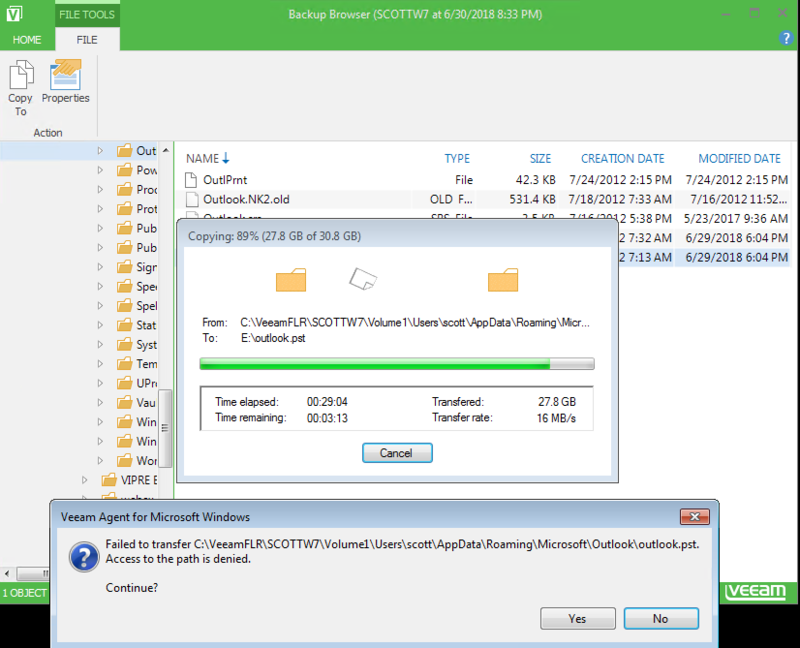 Veeam Agent for Windows - retrieving a file when Veeam errors out - Data Storage, Backup ...