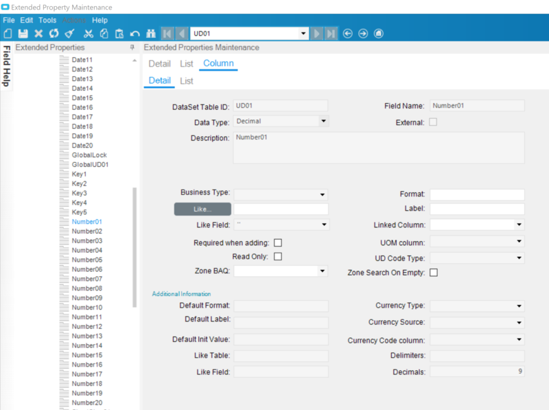 UD Code Type dropdown in Extended Properties Maintenance is not ...
