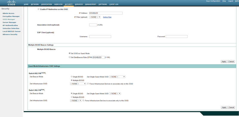 How do you configure multiple SSIDs on a cisco Air-AP1131AG-E-K9 ...
