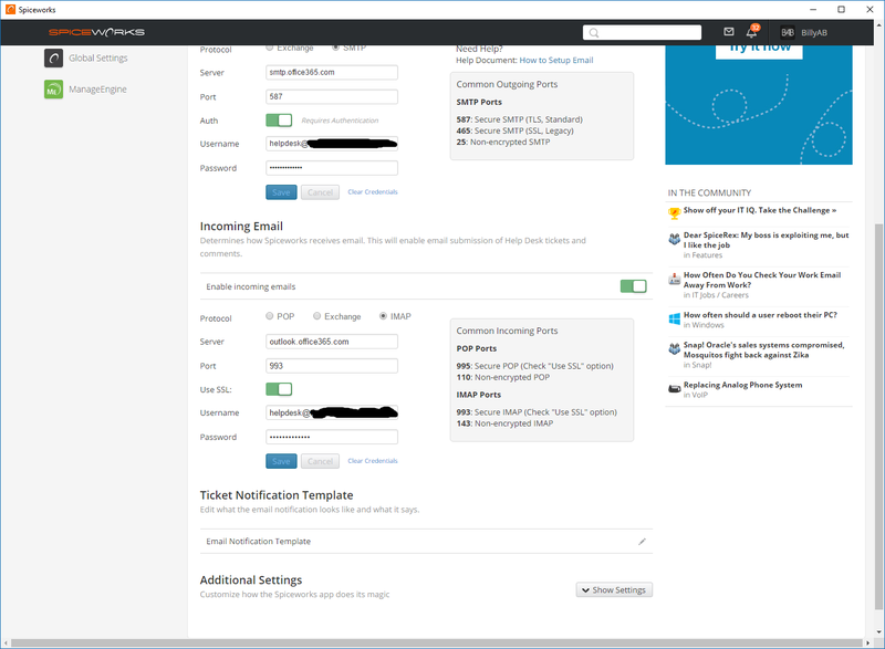 Email configuration with Office 365 Exchange - Software & Applications - Spiceworks Community