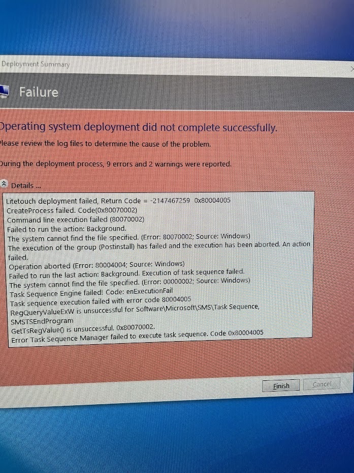 Task Sequence Failures - Software - Spiceworks Community