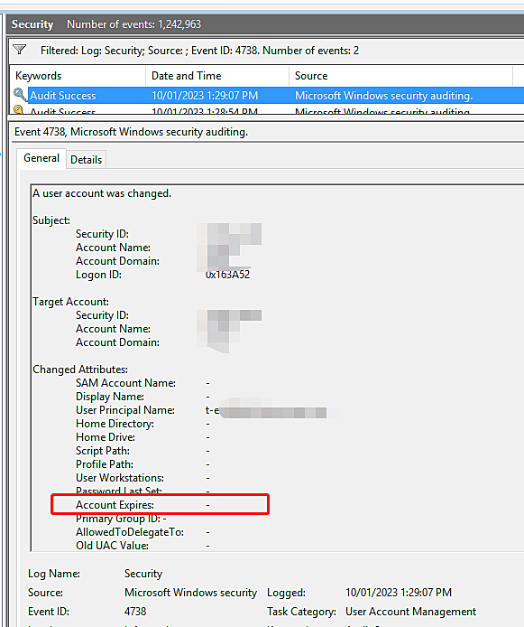 How to use PS to filter Event ID 4738 by message content? - Programming & Development ...