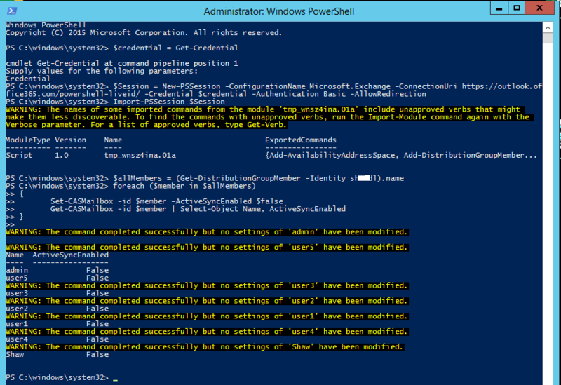 PowerShell script to disable ActiveSync in Exchange Online - Cloud Computing & SaaS - Spiceworks ...