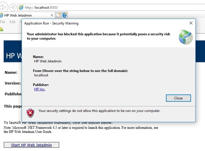 HP Web JetAdmin 10 won't launch on Windows 10 - Hardware ...