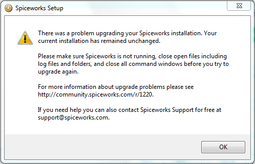 Unable to udate spiceworks desktop - Spiceworks Support - Spiceworks Community