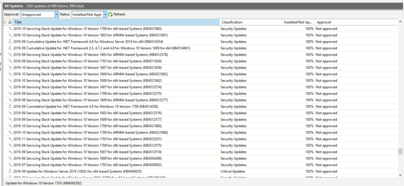 What Are Installednot Applicable And Not Approved Wsus Updates Windows Spiceworks Community