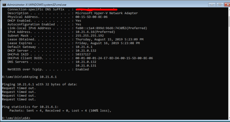 Sccm Pxe Reboots After Loading Drivers Vm Has Ip Address But Cant