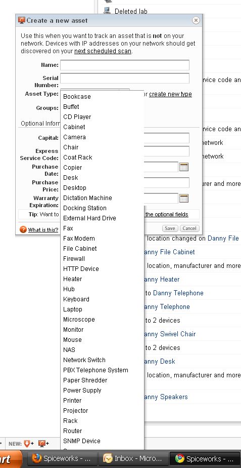Asset Type drop-down still broke - Spiceworks Support - Spiceworks Community