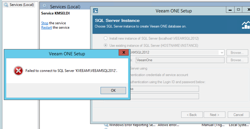 can't connect to database while install veeam on monitor - Databases - Spiceworks Community