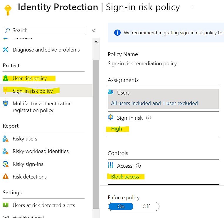 what level of risk to auto-block for risky sign-in and risk user in ...