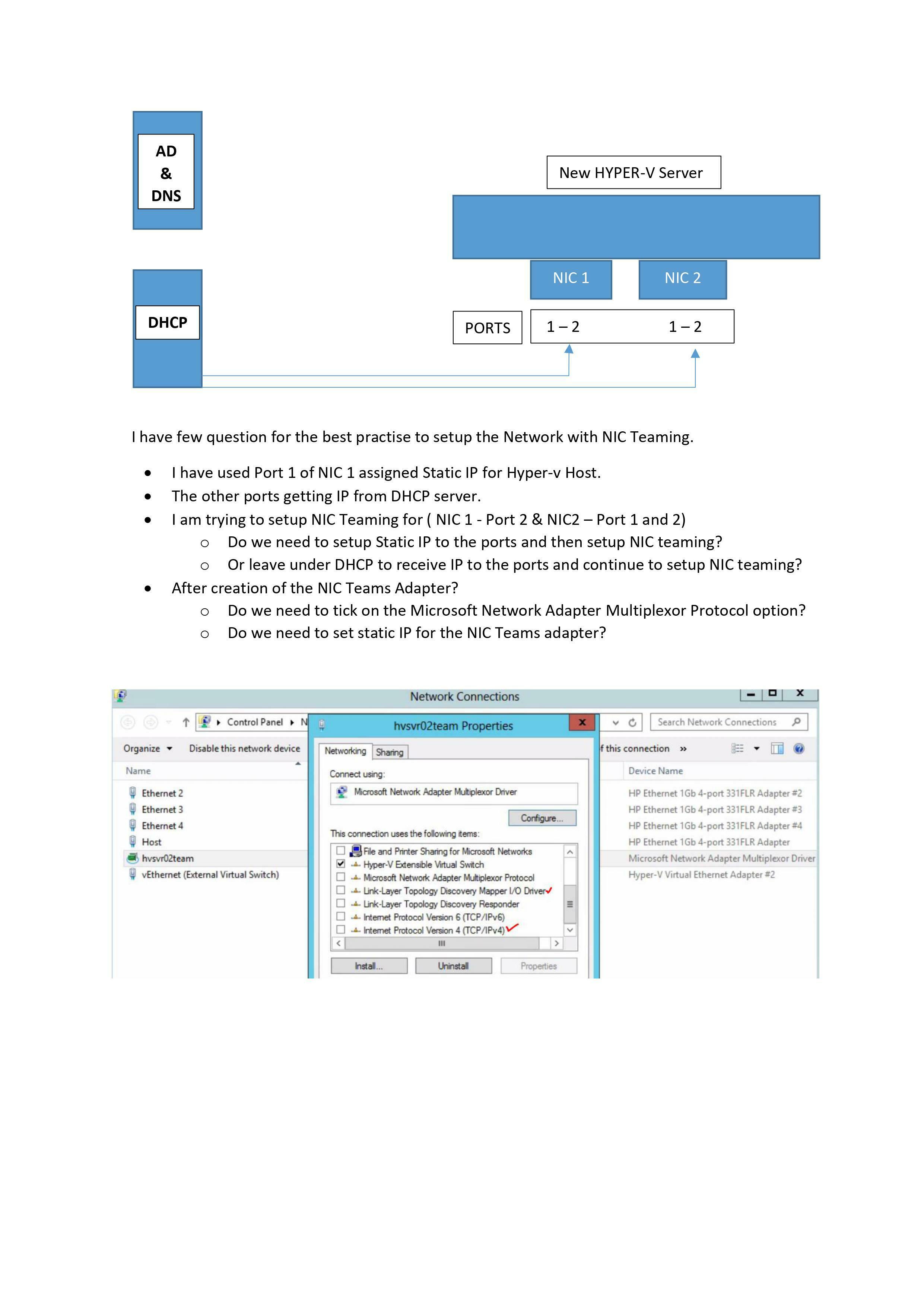 Setup NIC Teaming in the Hyper-V Server - Virtualization - Spiceworks Community
