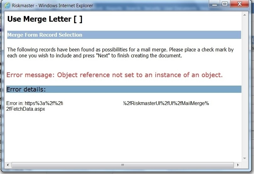 Use Merge Letter Error Message Object Reference Not Set To An Instance 2 By