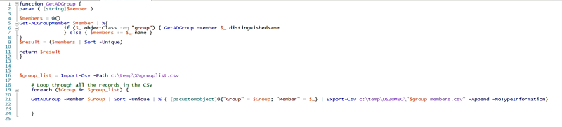 Script to list all members of AD Groups and nested group input as CSV - Programming ...