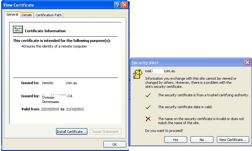 Exchange SSL certificate popup - Collaboration - Spiceworks Community