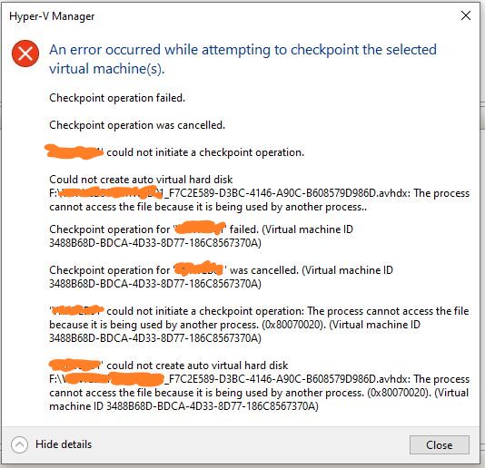 Hyper-V - Checkpoint issue - Virtualization - Spiceworks Community