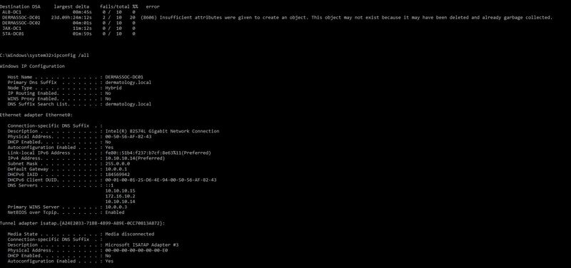 Error 8606 AD Replication - Windows - Spiceworks Community