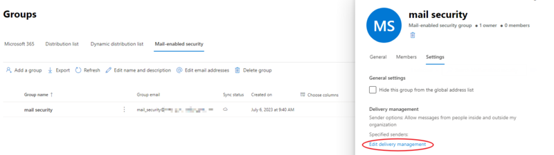 mail enabled security group to receive emails from specific external ...