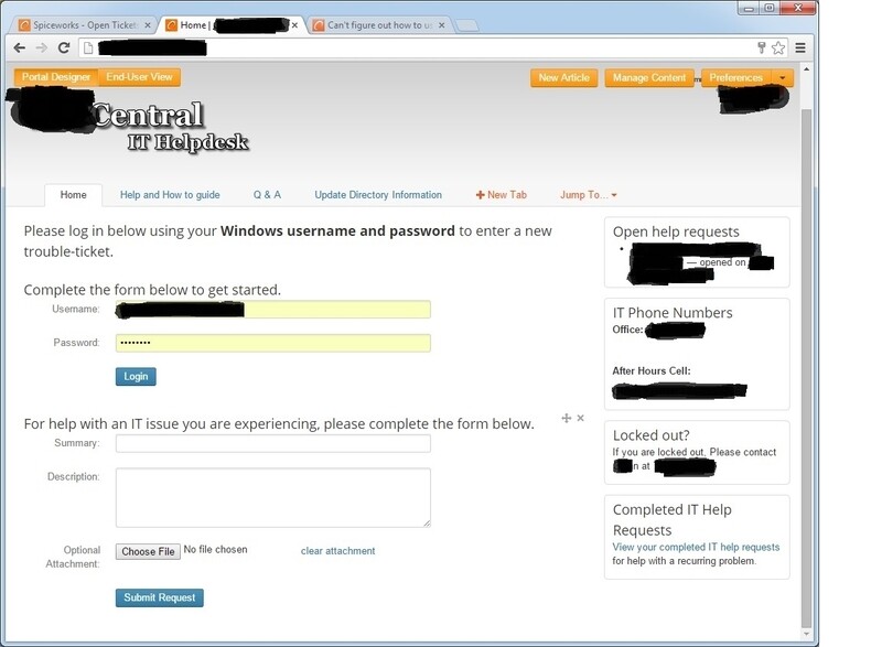 Cant Figure Out How To Use The User Portal Spiceworks Support Spiceworks Community