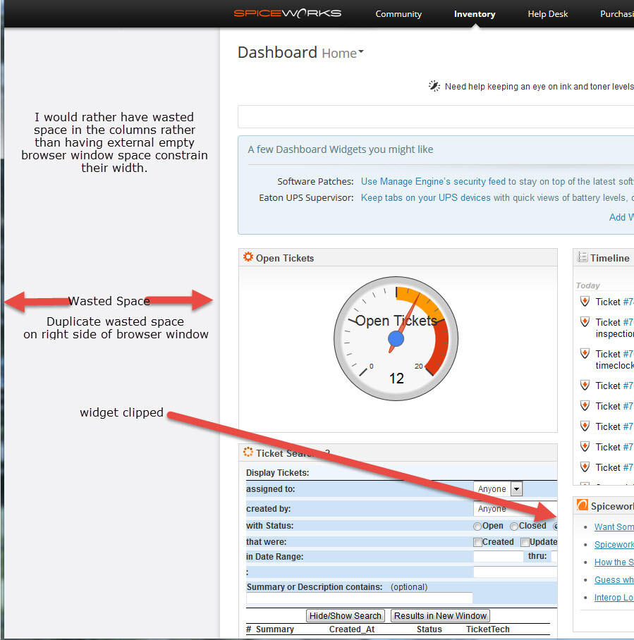 How to make dashboard use full browser width - Spiceworks Support - Spiceworks Community