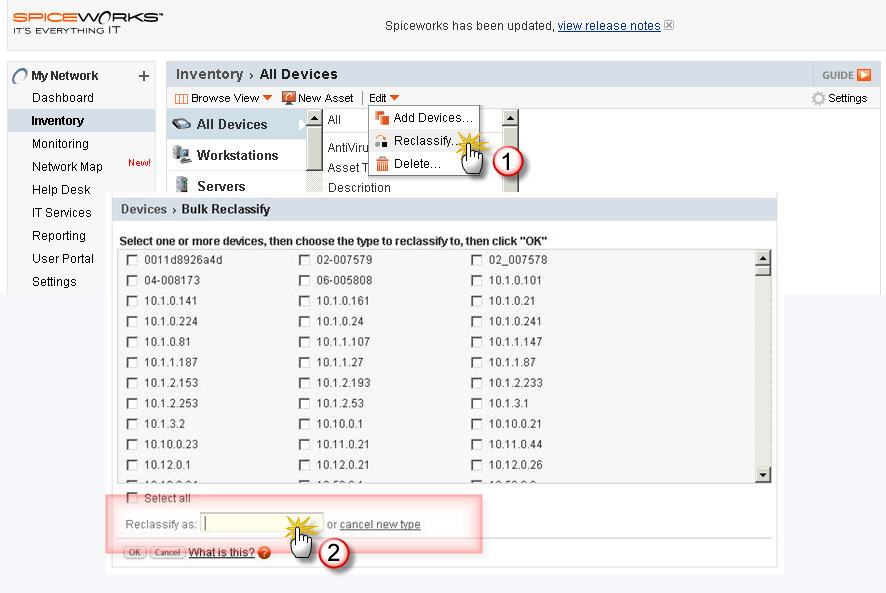 How to change or delete a new created type/class in the "reclassify dialog" ? - Spiceworks ...