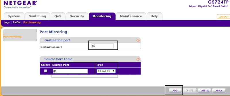 Netgear GS724TP mirror ports - Networking - Spiceworks Community