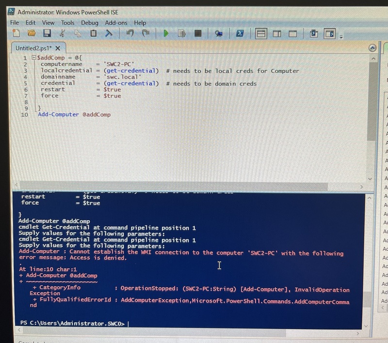 Joining workgroup PC's to a domain from a remote DC but WMI fails: access denie - Programming ...