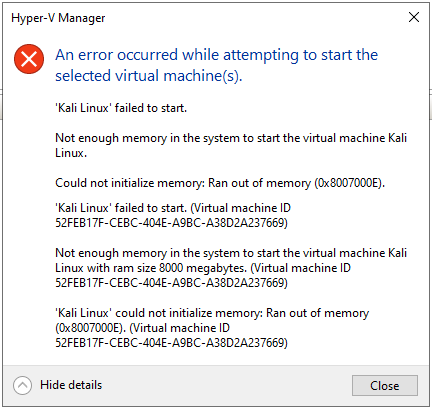 Unable to launch Kali Linux on Hyper V - Software & Applications - Spiceworks Community