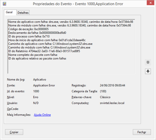 DNS.EXE Error on Server 2K12 R2, Event ID 1000, Help! - Software & Applications - Spiceworks ...