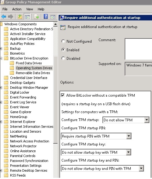 BitLocker GPO resets itself by default - Windows - Spiceworks Community