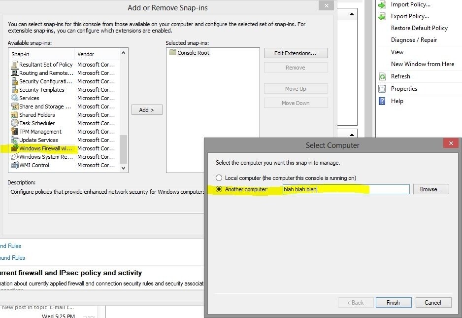 View Windows O.S. firewall settings remotely? - Software & Applications ...