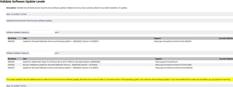 Cluster Validation Error Update Level Warning Windows Spiceworks Community