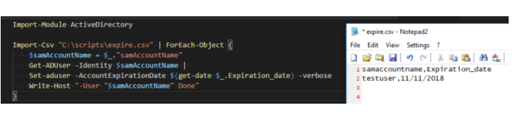 CSV file with specific datetime to disable object - Programming & Development - Spiceworks Community