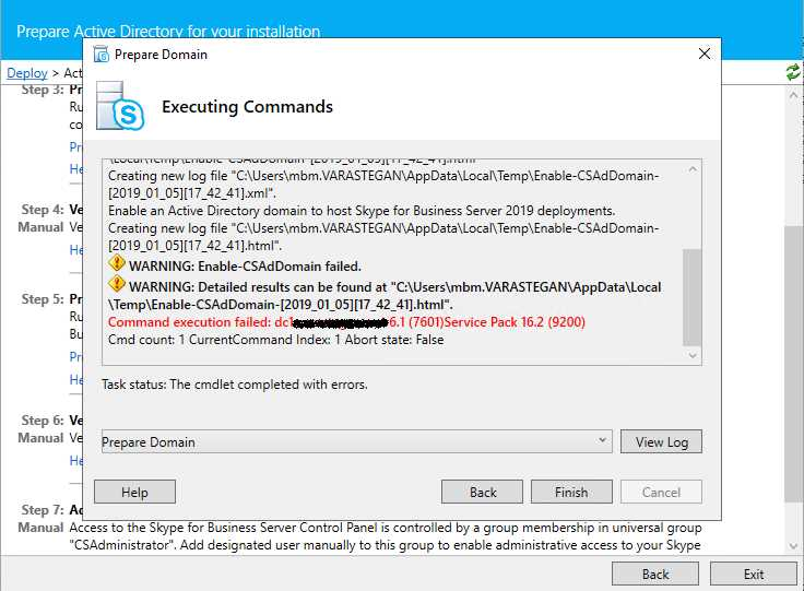 Command execution failed error when installing Skype server 2019 - Collaboration - Spiceworks ...