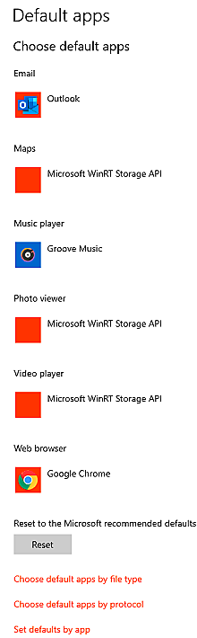 Maps, Photo and Video default apps changing to "Microsoft WinRT Storage ...