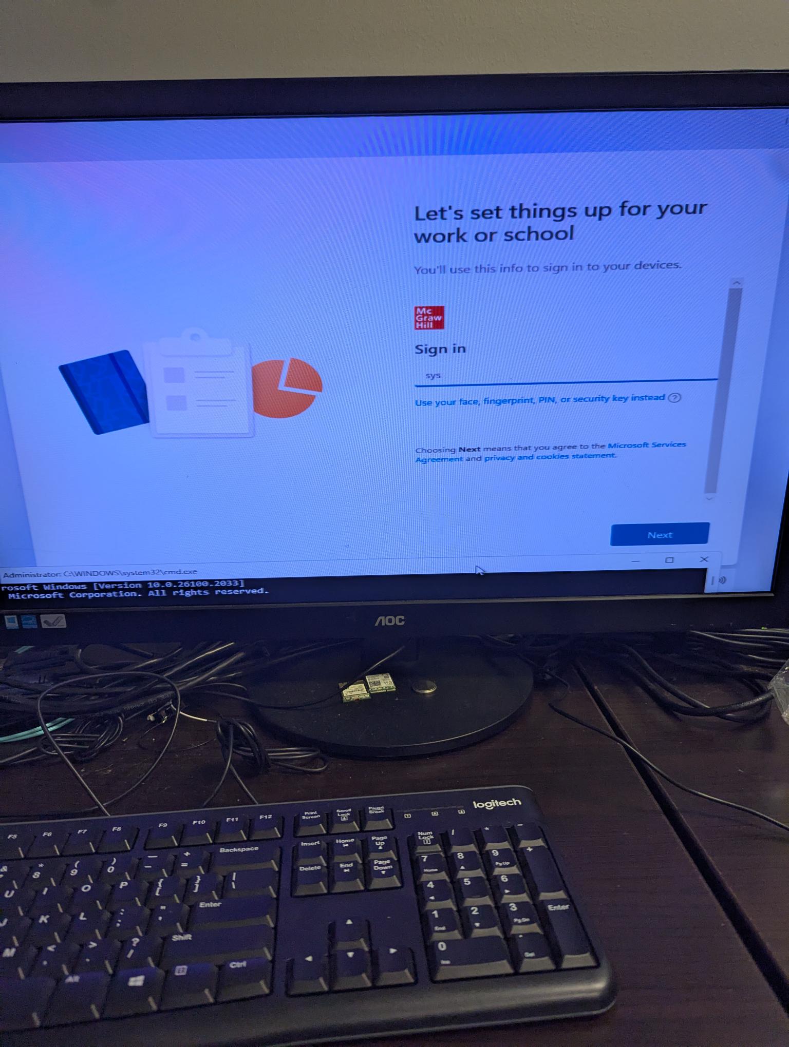 Unable to image computer / Stuck on different companies sign in ...