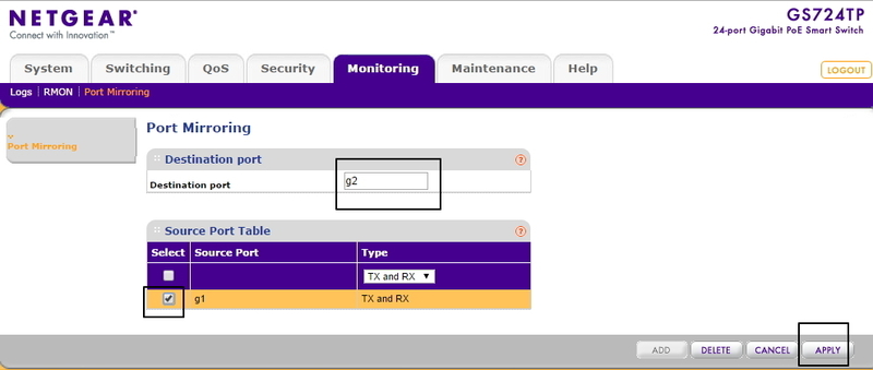 Netgear GS724TP mirror ports - Networking - Spiceworks Community