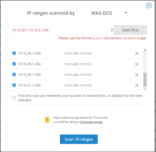 Is the Spiceworks IP scanner only capable of scanning class C networks ...