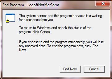 Disable or delay "End Program" box on shutdown Windows 7 - Windows ...