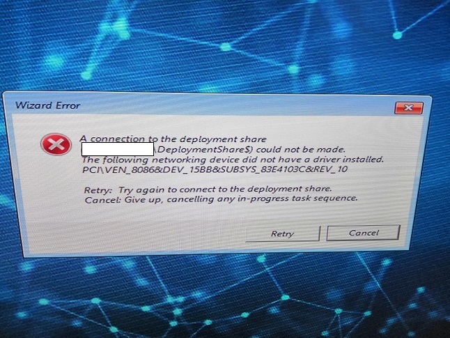 MDT deployment problem - A connection to the deployment share could not be made, - Software ...
