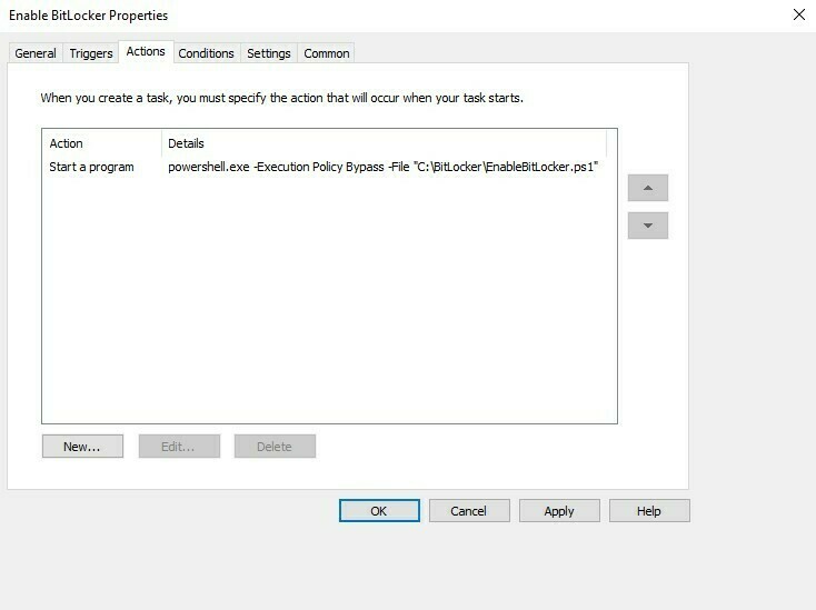 Schedule A Task To Enable Bitlocker Via Powershell Windows Spiceworks Community