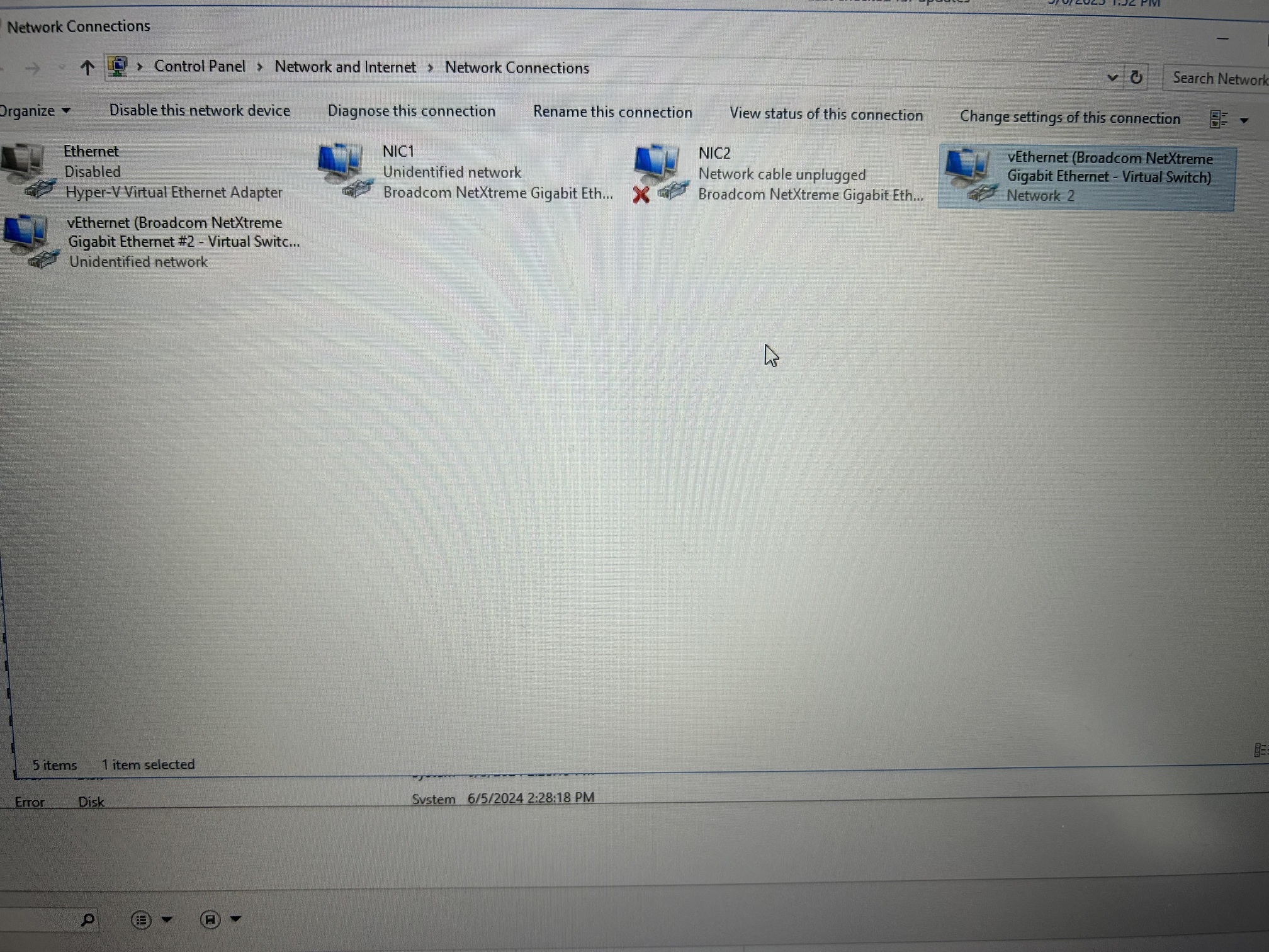 Windows Server 2016 - NIC 1 showing APIPA and Vethernet showing valid ...